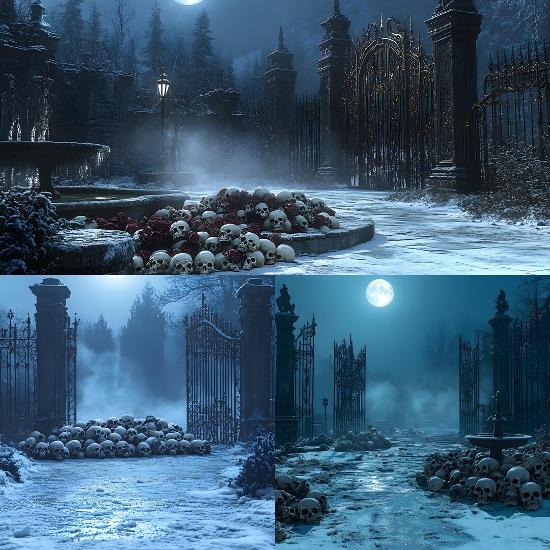 Moonlit Gothic Courtyard Digital Backdrop Spooky Castle Photography ...