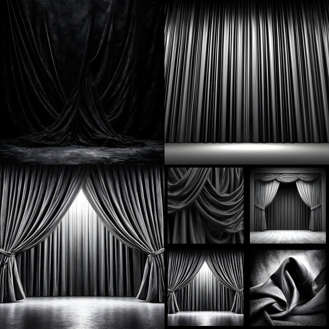 Black Curtain Digital Backdrop for Elegant Portraits - Photo Booth Prop ...