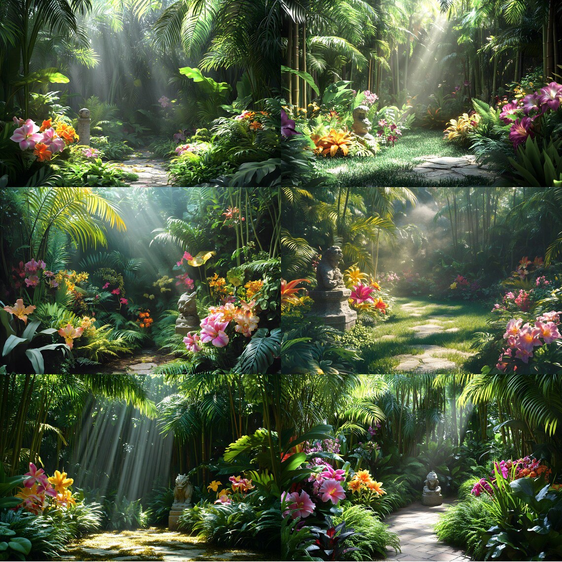 Botanical Secret Garden Digital Backdrop Set, Photography Backgrounds ...