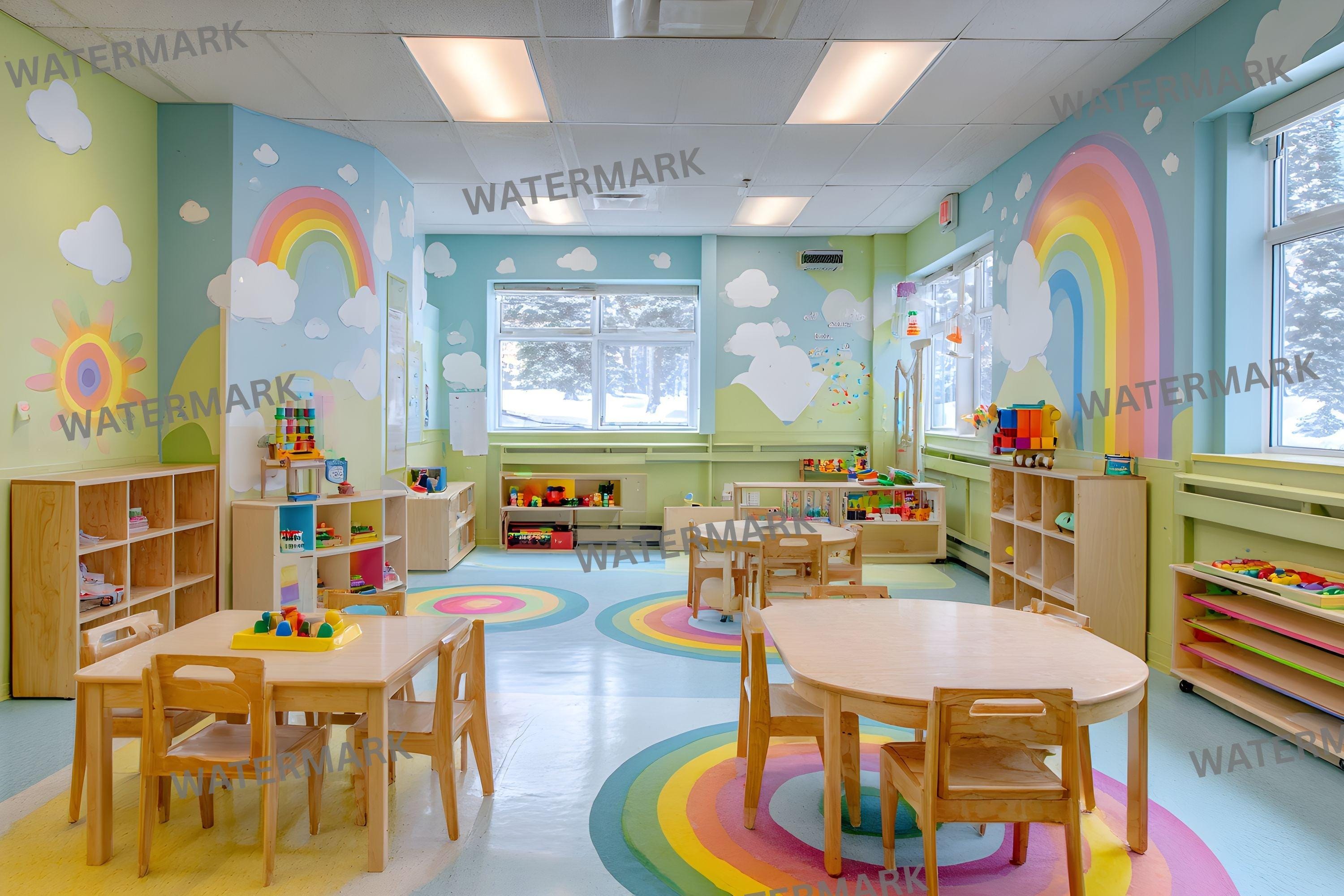 Childcare Playroom Digital Backdrop, Realistic Kids Room Background ...