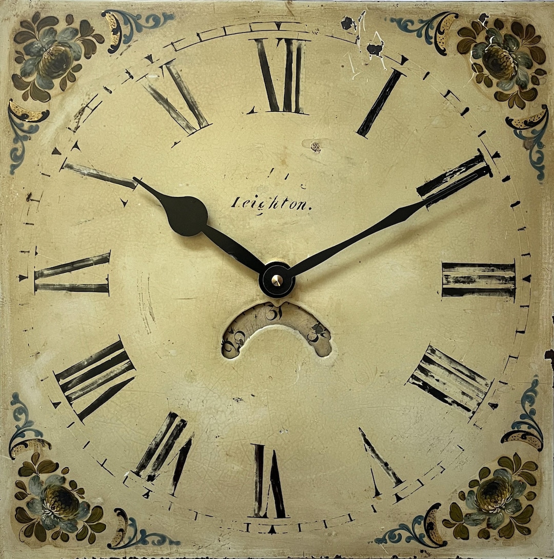 Original Revamped Hand-painted Grandfather Longcase Clock Dial With ...