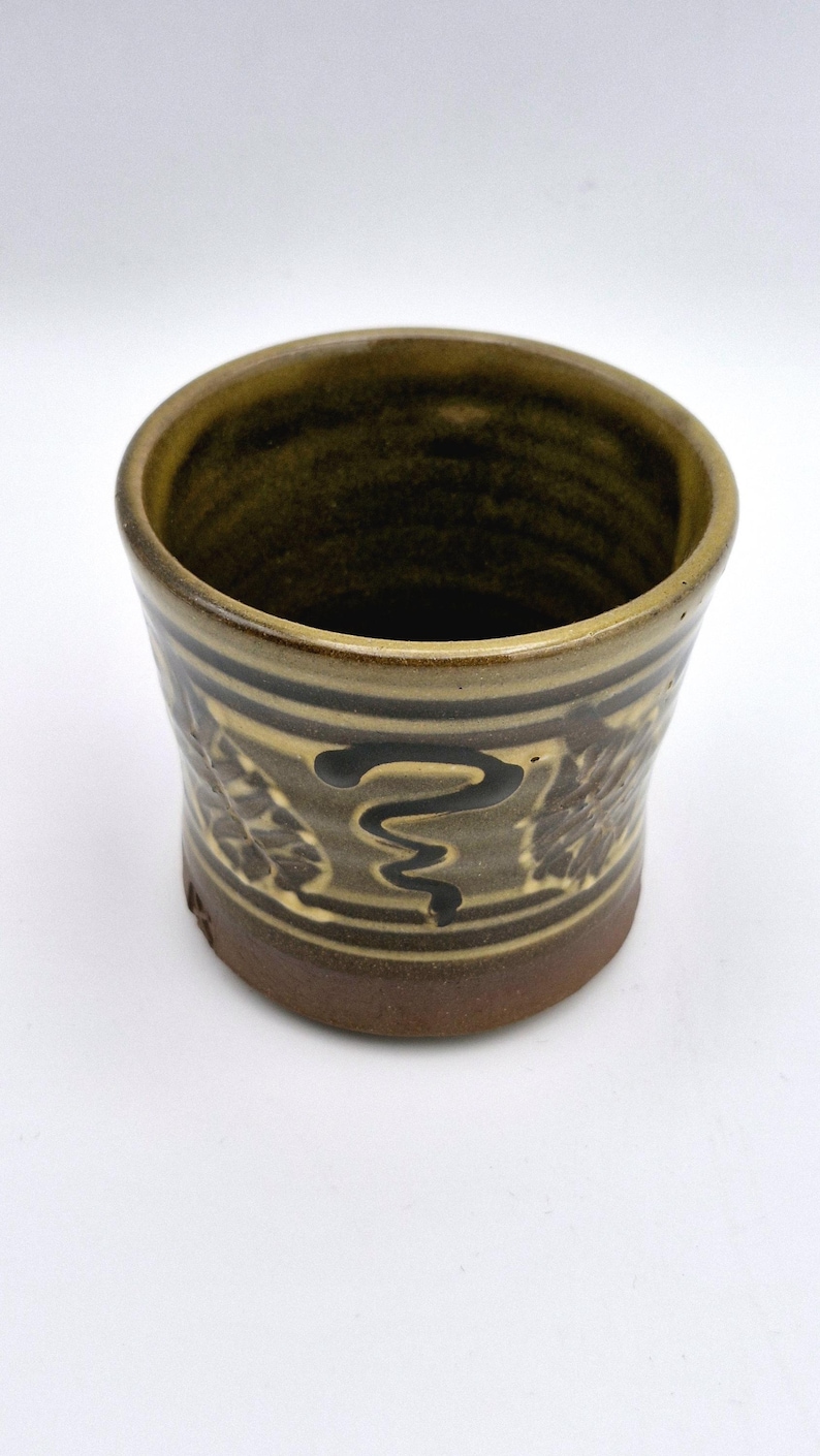 Alan Frewin Millhouse Pottery Small Green Pot | Leaf Design Earthenware ...