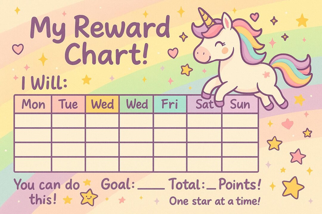 Printable Unicorn Reward Chart | Behaviour Tracker for Kids | A4 ...
