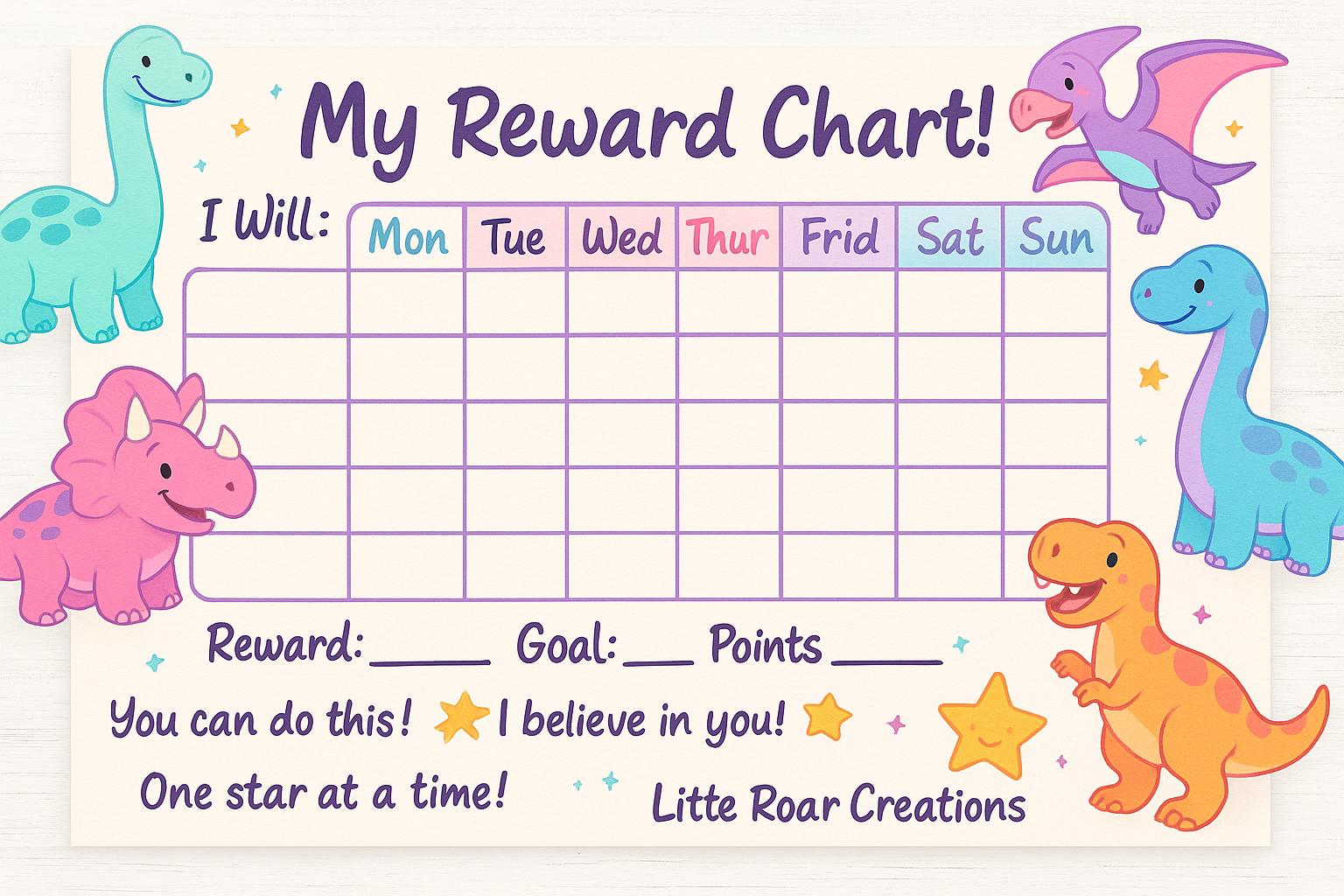 Printable Dinosaur Reward Chart | Behaviour Tracker for Kids | Fillable ...