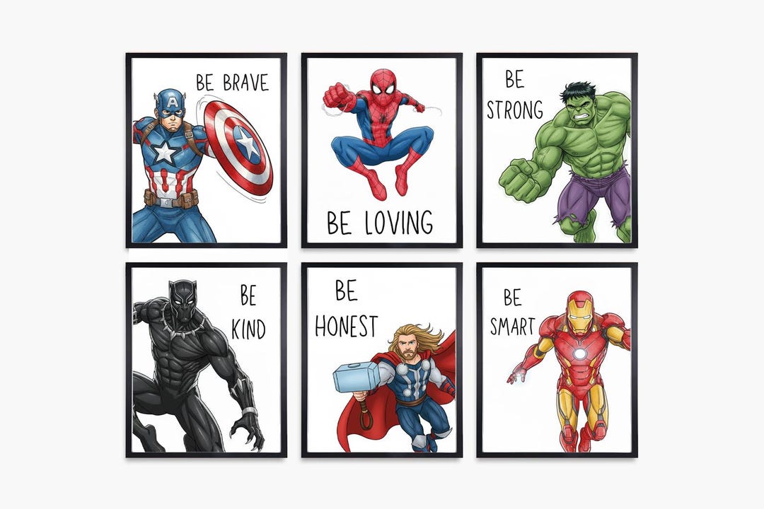 Superhero Affirmation Prints for Boys Room – Set of 6 Digital Download ...