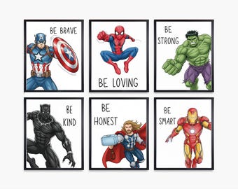 Superhero Affirmation Prints for Boys Room – Set of 6 Digital Download ...