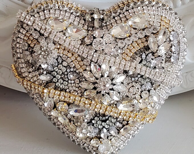 Vintage Lg Rhinestone Jewelry Heart Hanging, Valentine Heart, Vintage ...