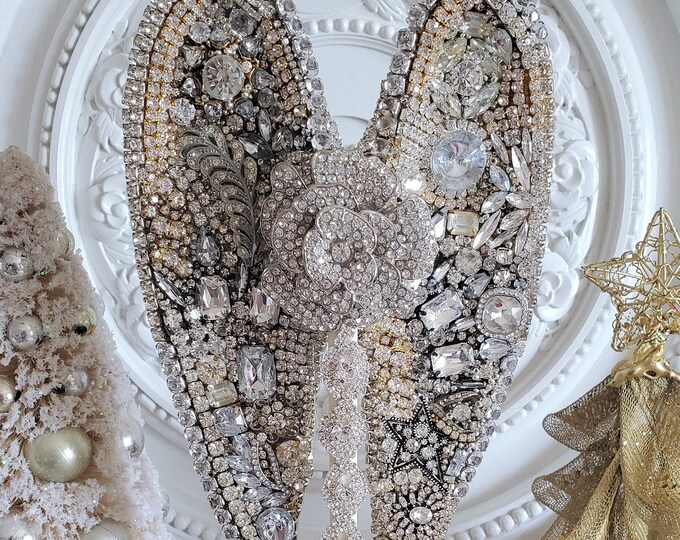 Rhinestone Wings on a Stand Statue, Vintage Angel Wings, Vintage ...