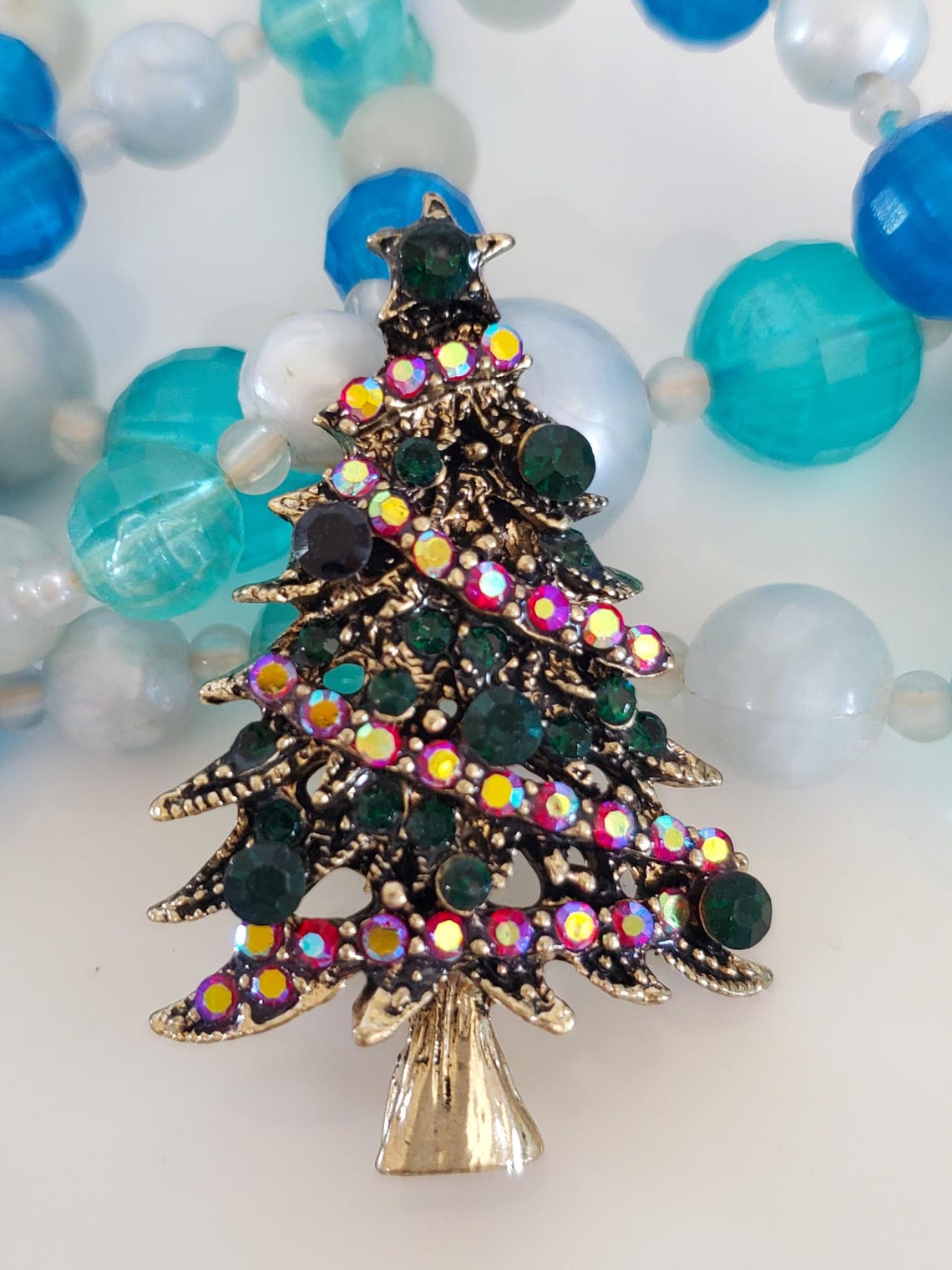 Christmas Tree Bejeweled Brooch, Rhinestone Tree Brooch, Festive Wear ...