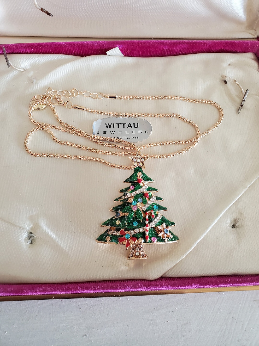 Fabulous Rhinestone Christmas Tree Necklace, Tree Pendant, Rhinestone ...