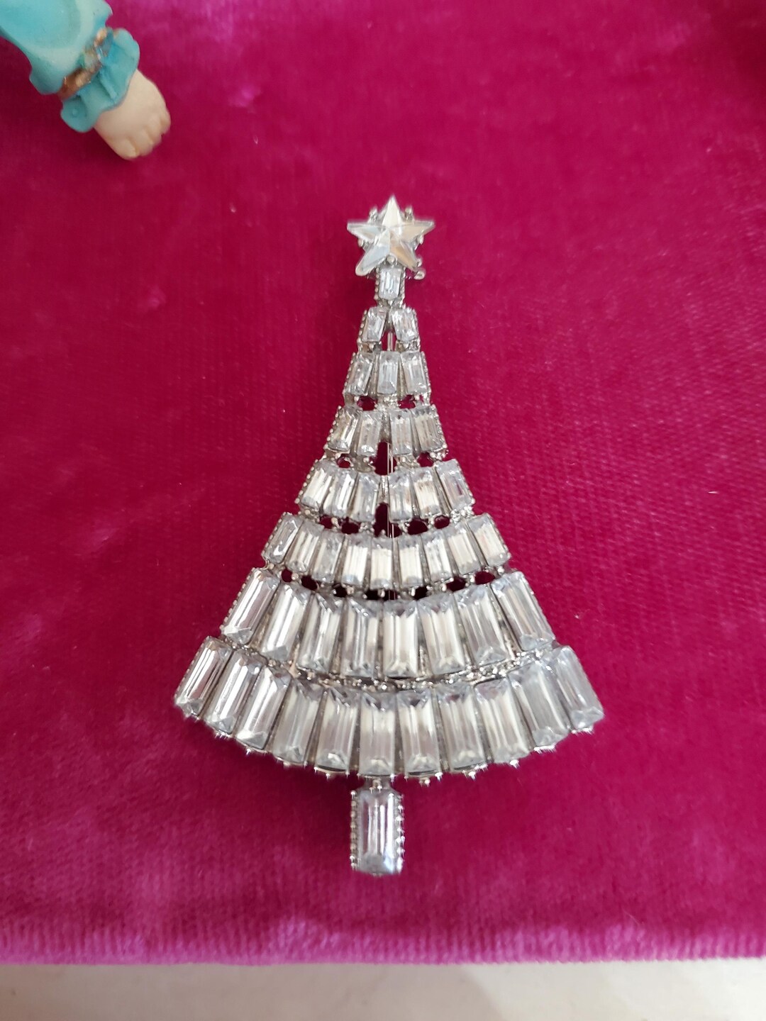 Beautiful Clear Rhinestone Tree Brooch, Christmas Tree Pin, Make a ...