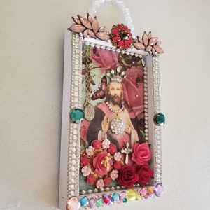 Vintage Rhinestone Jesus Ornament Jesus Plaque Altered Art - Etsy