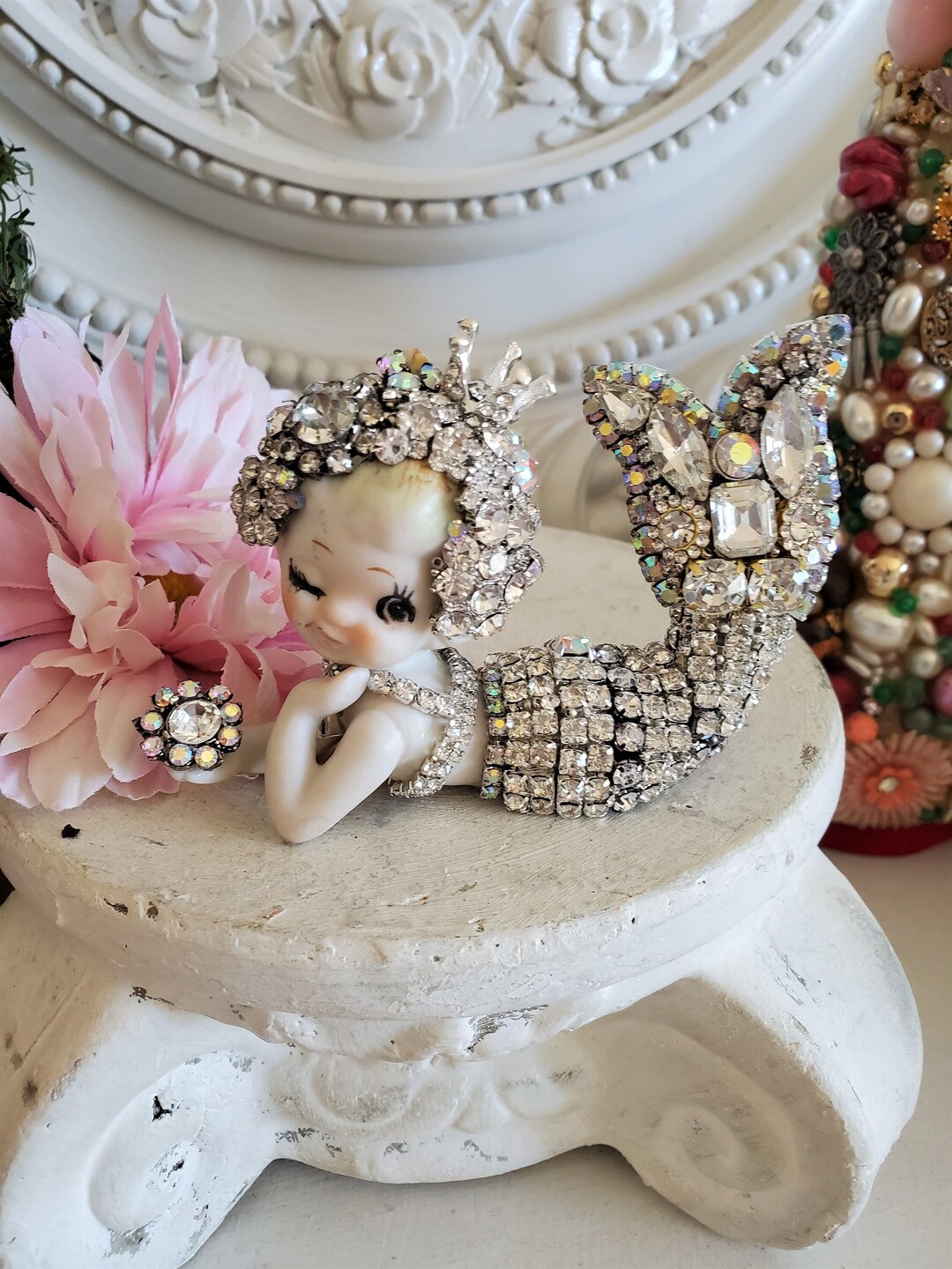 Sweet Vintage Rhinestone Mermaid, Bradley Mermaid, Vintage Mermaid ...