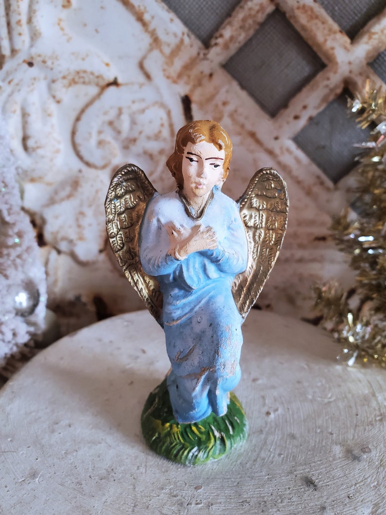 Vintage Nativity Christmas Angel Figure Blue Dress Figurine - Etsy