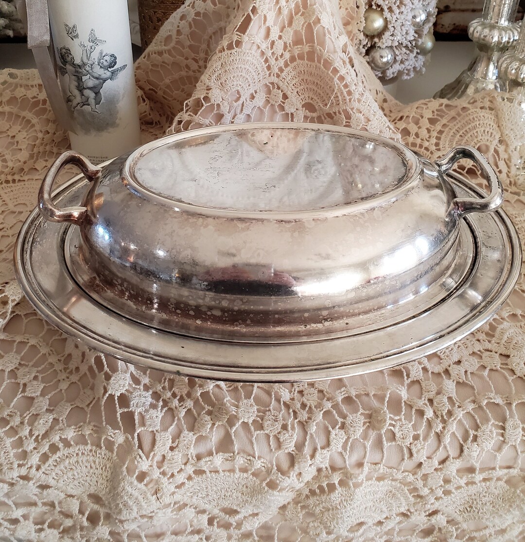 Vintage Silverplate Covered Dish, Silverplate Lid, Silverplate Bowl ...