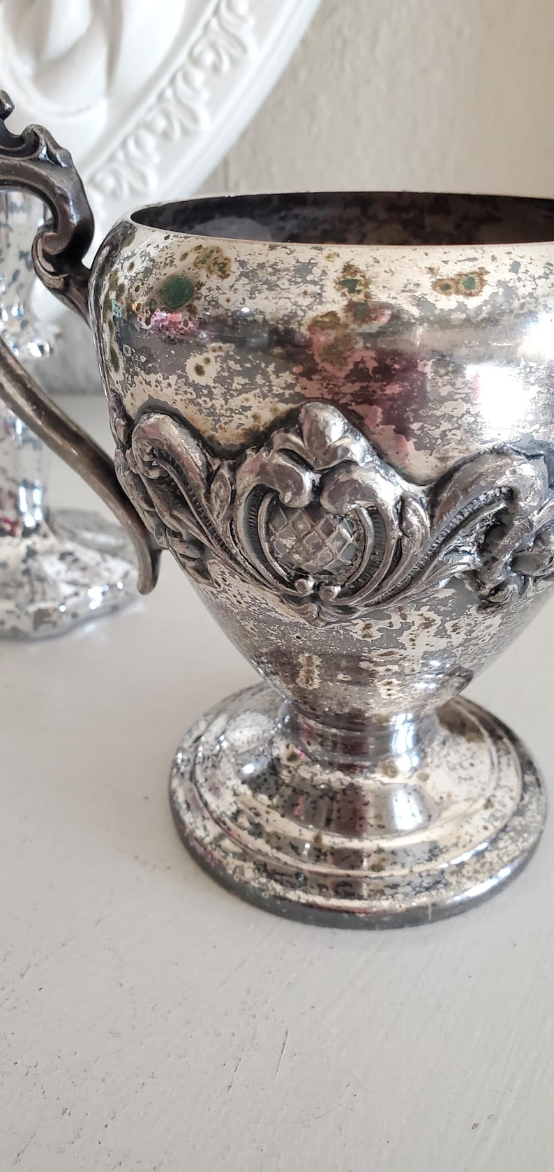Vintage Ornate Silverplate Creamer, Silver Over Copper, Stamped Silver ...