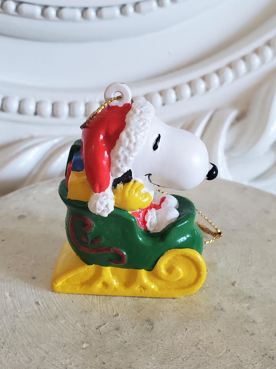 Vintage Snoopy Ornament, Dog Sleigh Ornament, Peanuts Gang Christmas - Etsy