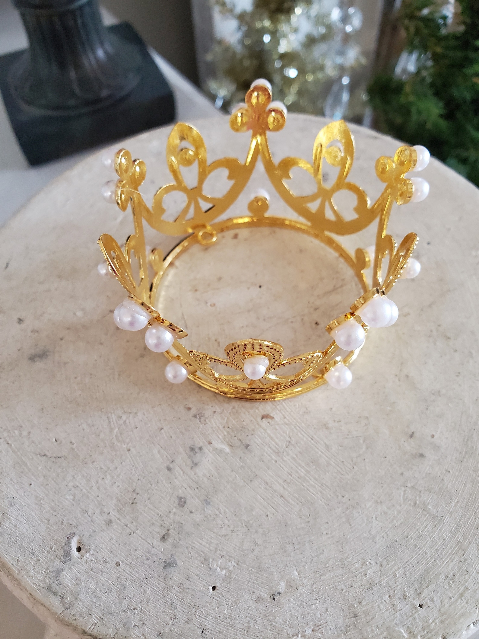 Gold Metal Princess Crown, Doll Crown, Pearl Crown, Santos Angel - Etsy