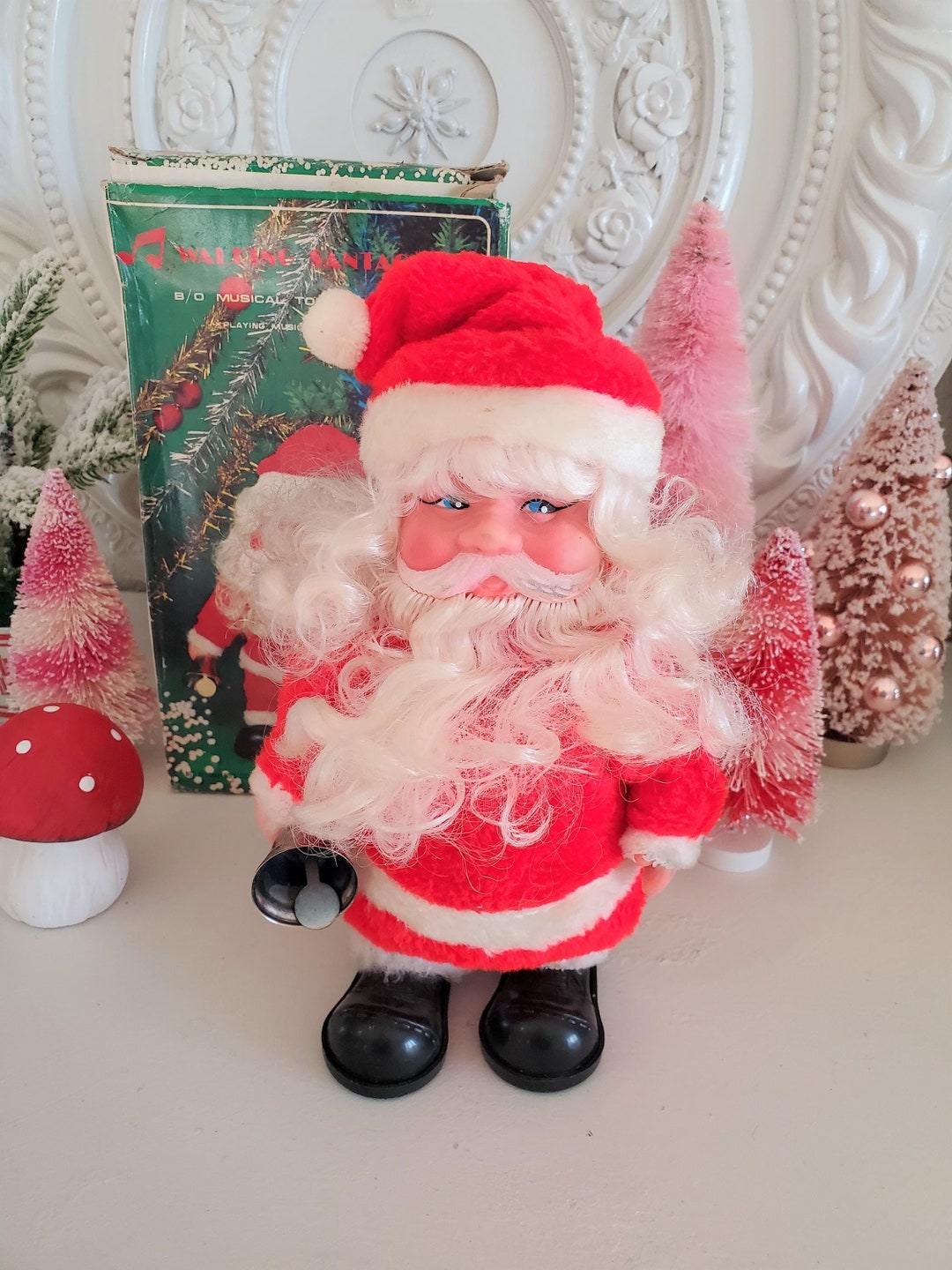 Vintage Walking Bell Ringer Santa, Damaged, in the Original Box ...