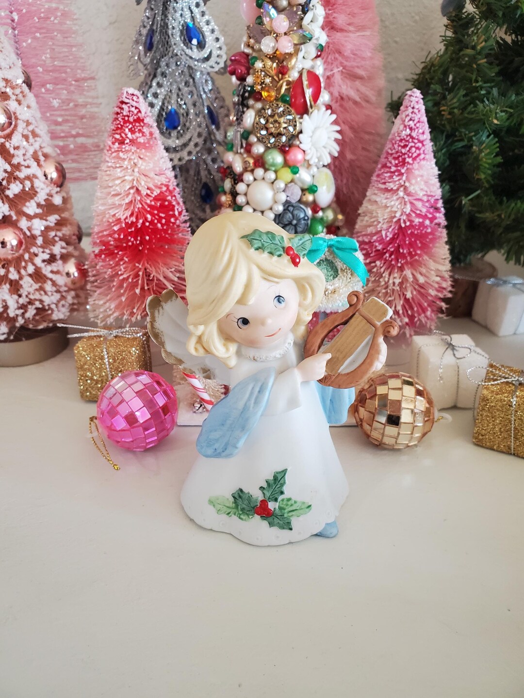 Vintage Porcelain Angel Figure, Christmas Angel Figurine, Vintage ...