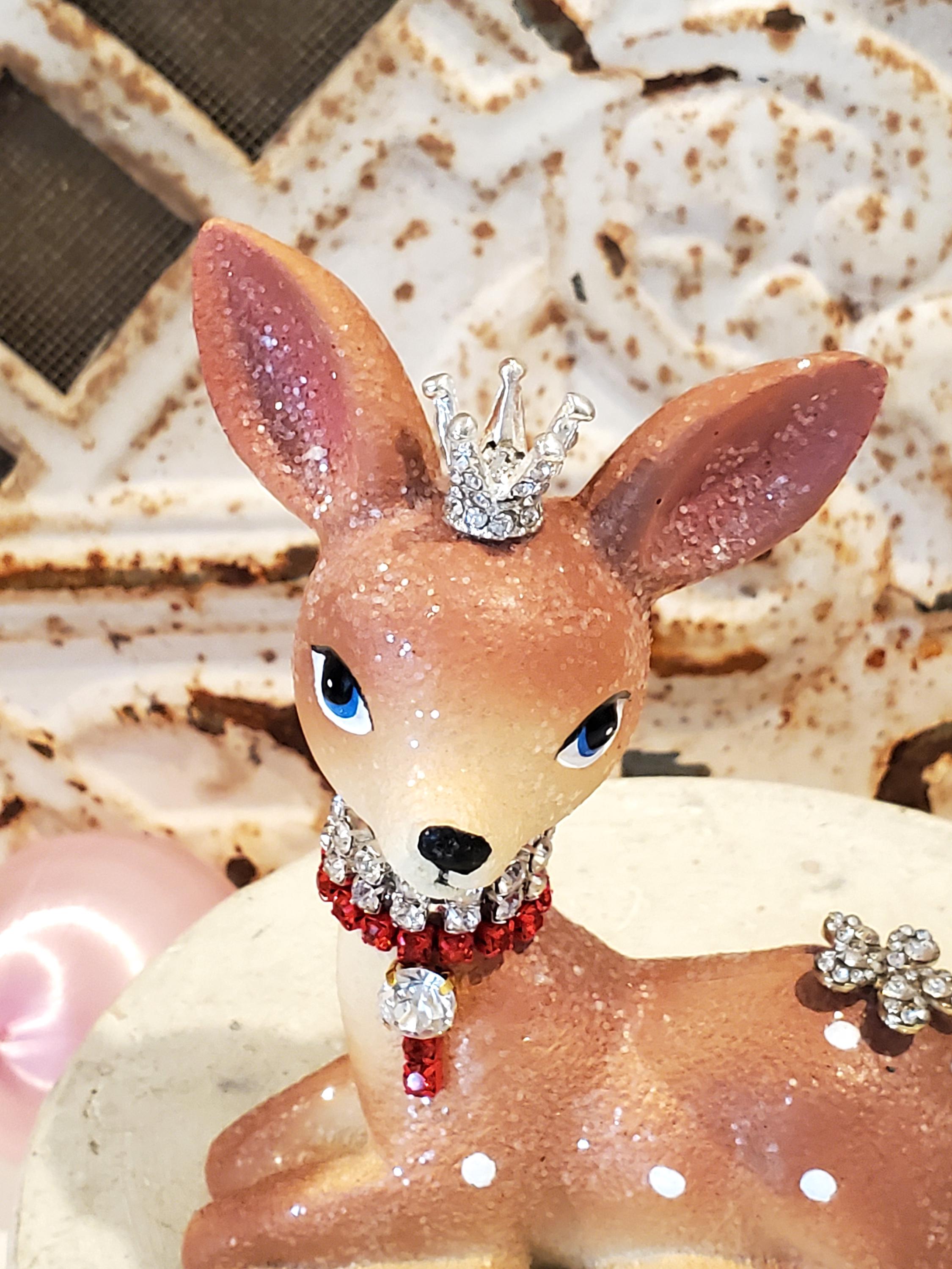 Sweet Rhinestone Deer Figure, Christmas Reindeer Figurine, Christmas ...