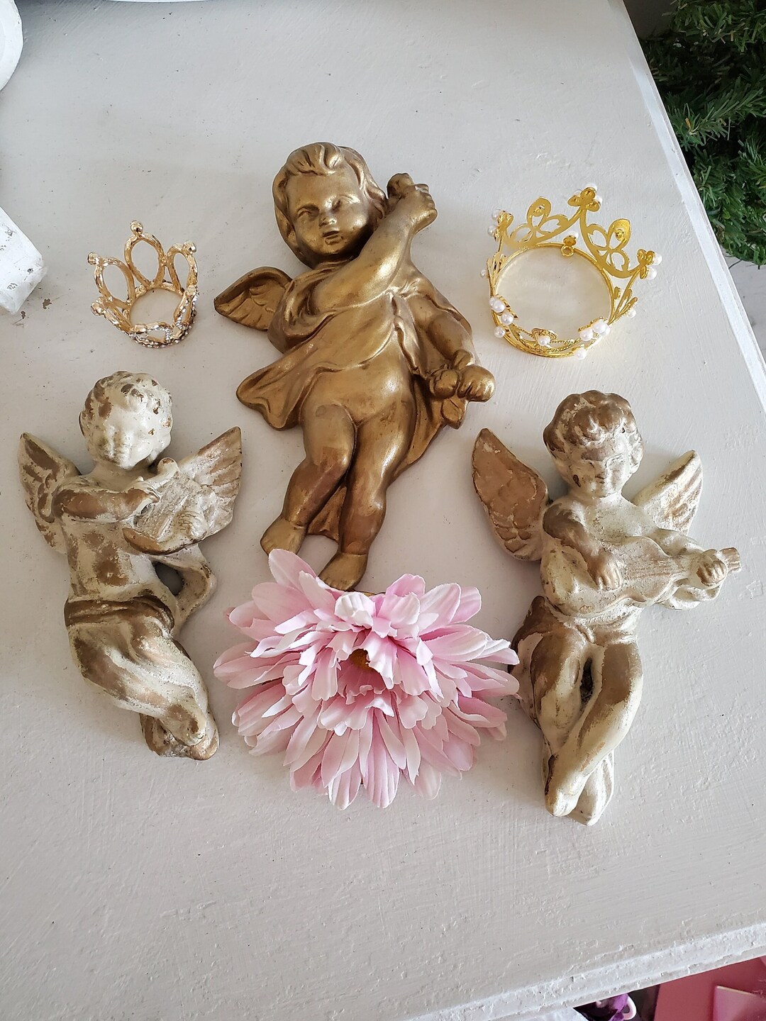 3 Vintage Angel Lot, Angel Plaque, Plaster Angel, Chalkware Angel ...