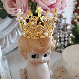 Gold Metal Princess Crown, Doll Crown, Pearl Crown, Santos Angel - Etsy