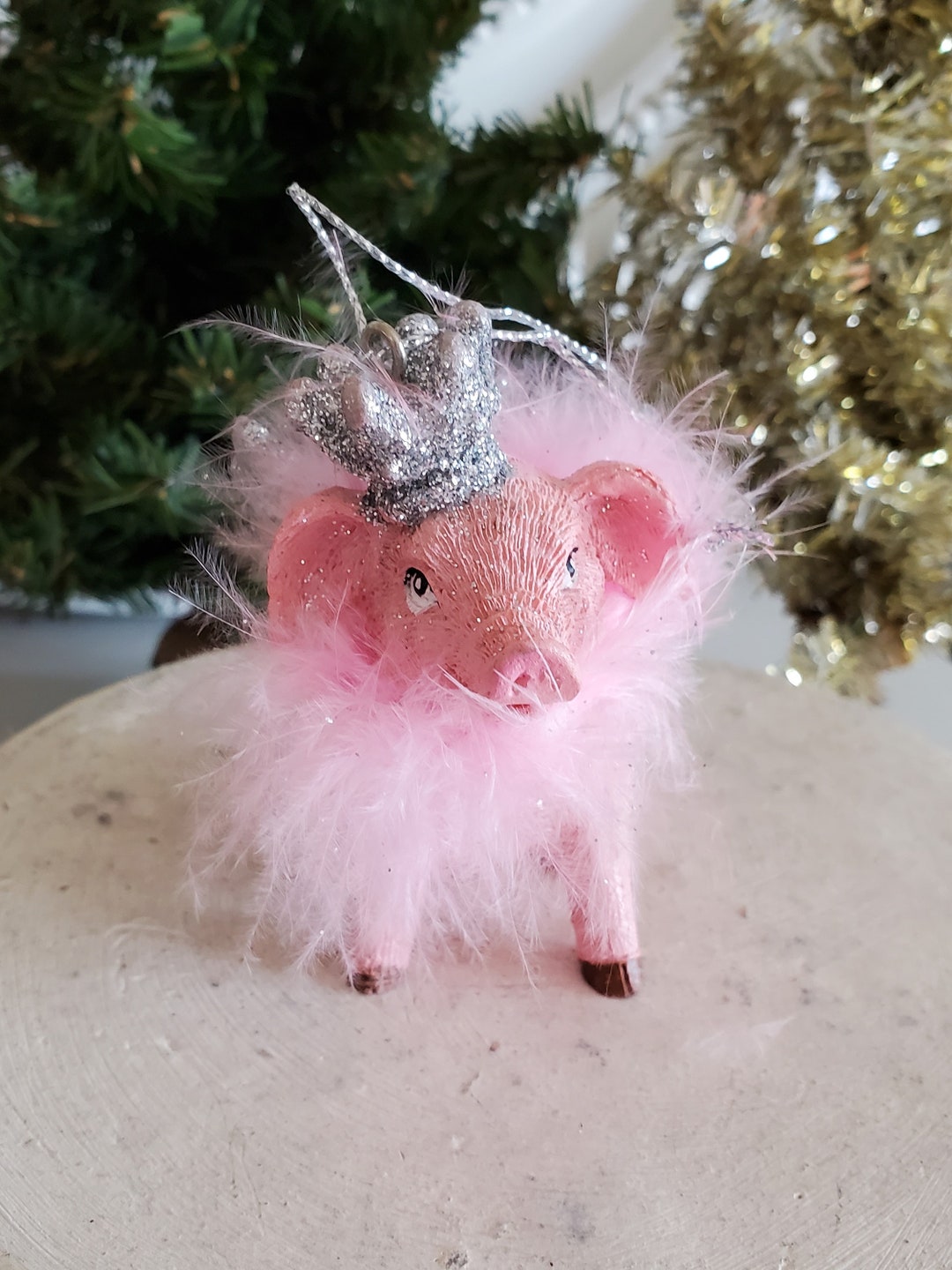 Pink Pig Angel Ornament Vintage Style Pig Pink Feathers - Etsy
