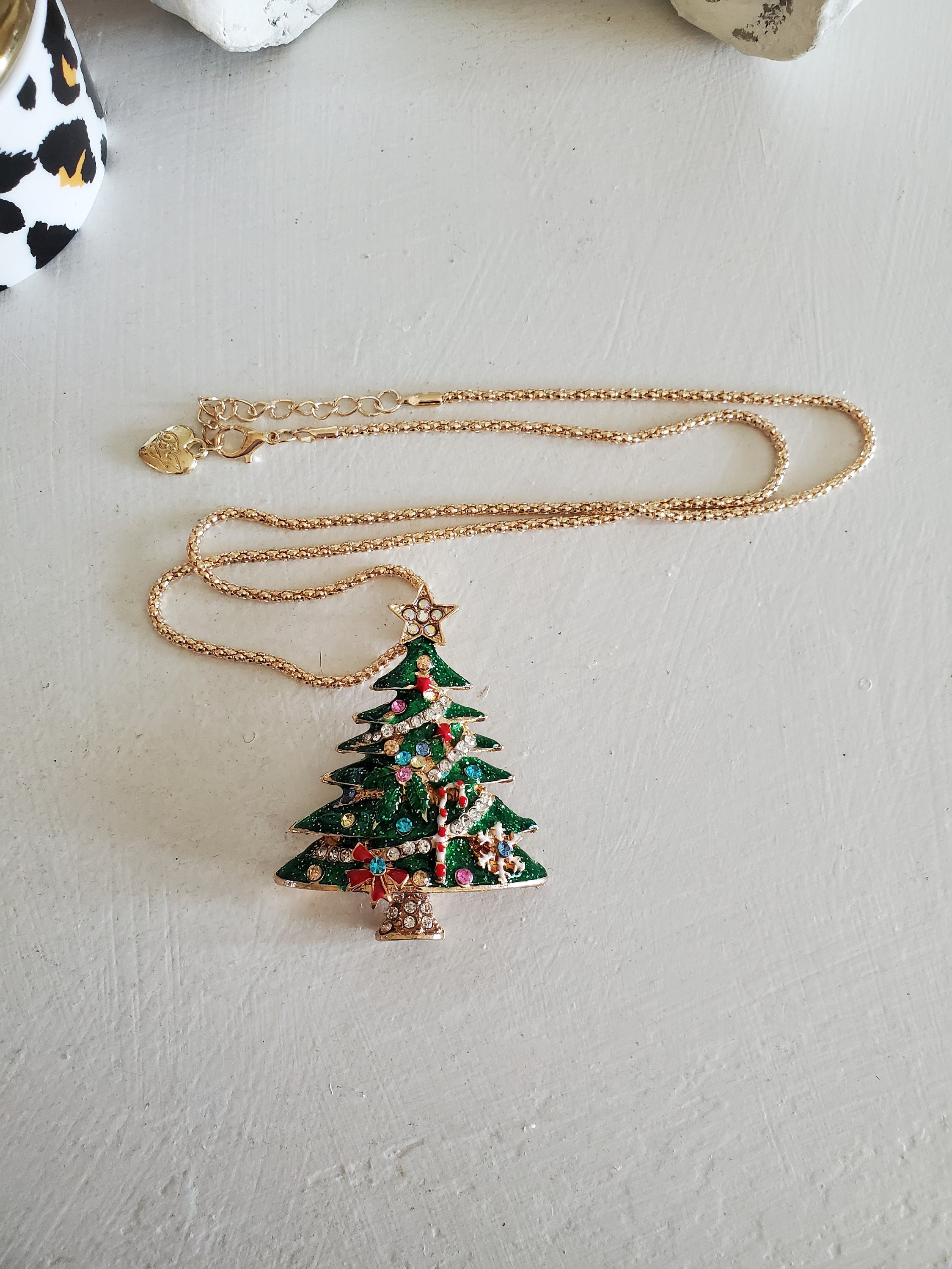 Fabulous Rhinestone Christmas Tree Necklace, Tree Pendant, Rhinestone ...