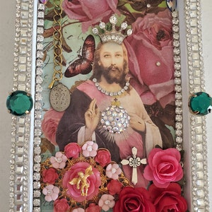 Vintage Rhinestone Jesus Ornament Jesus Plaque Altered Art - Etsy