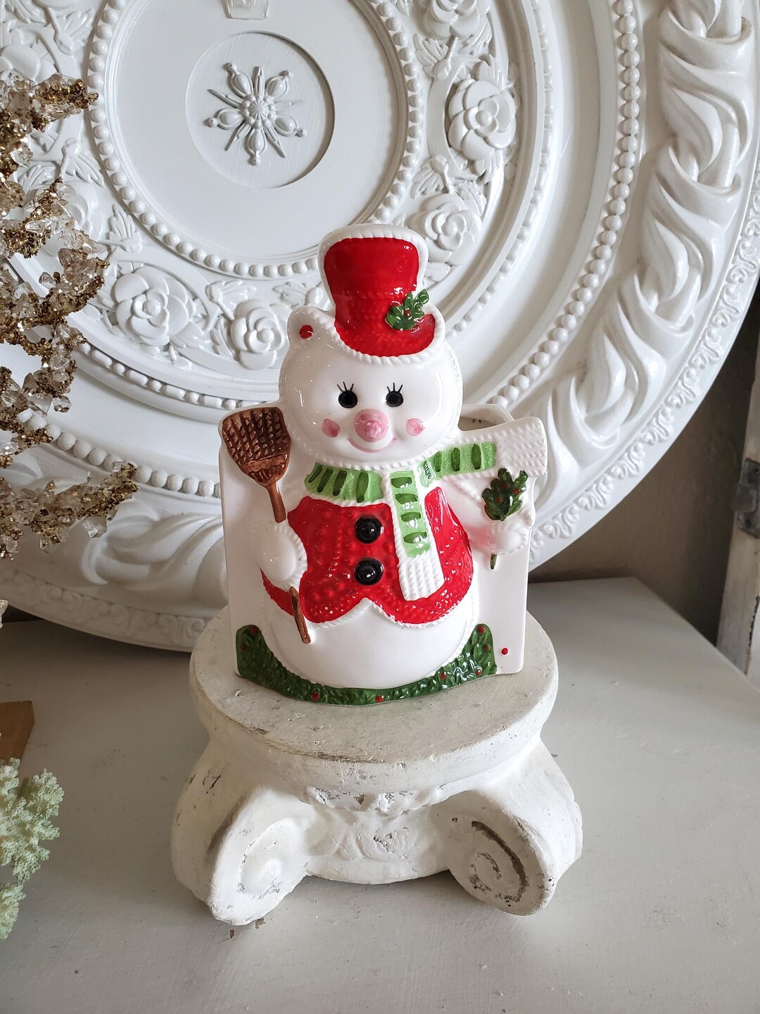 Vintage Snowman Planter, Indoor Christmas Planter, Christmas Snowman - Etsy