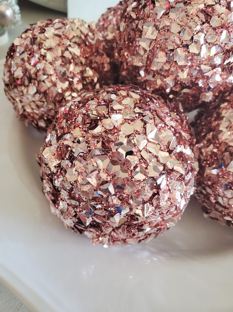 Set of Romantic PINK Rose Gold Christmas Ornaments Christmas - Etsy