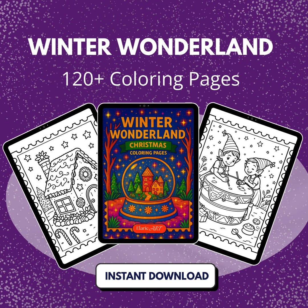 Winter Wonderland Christmas Coloring Book: Grayscale Holiday Art (PDF ...