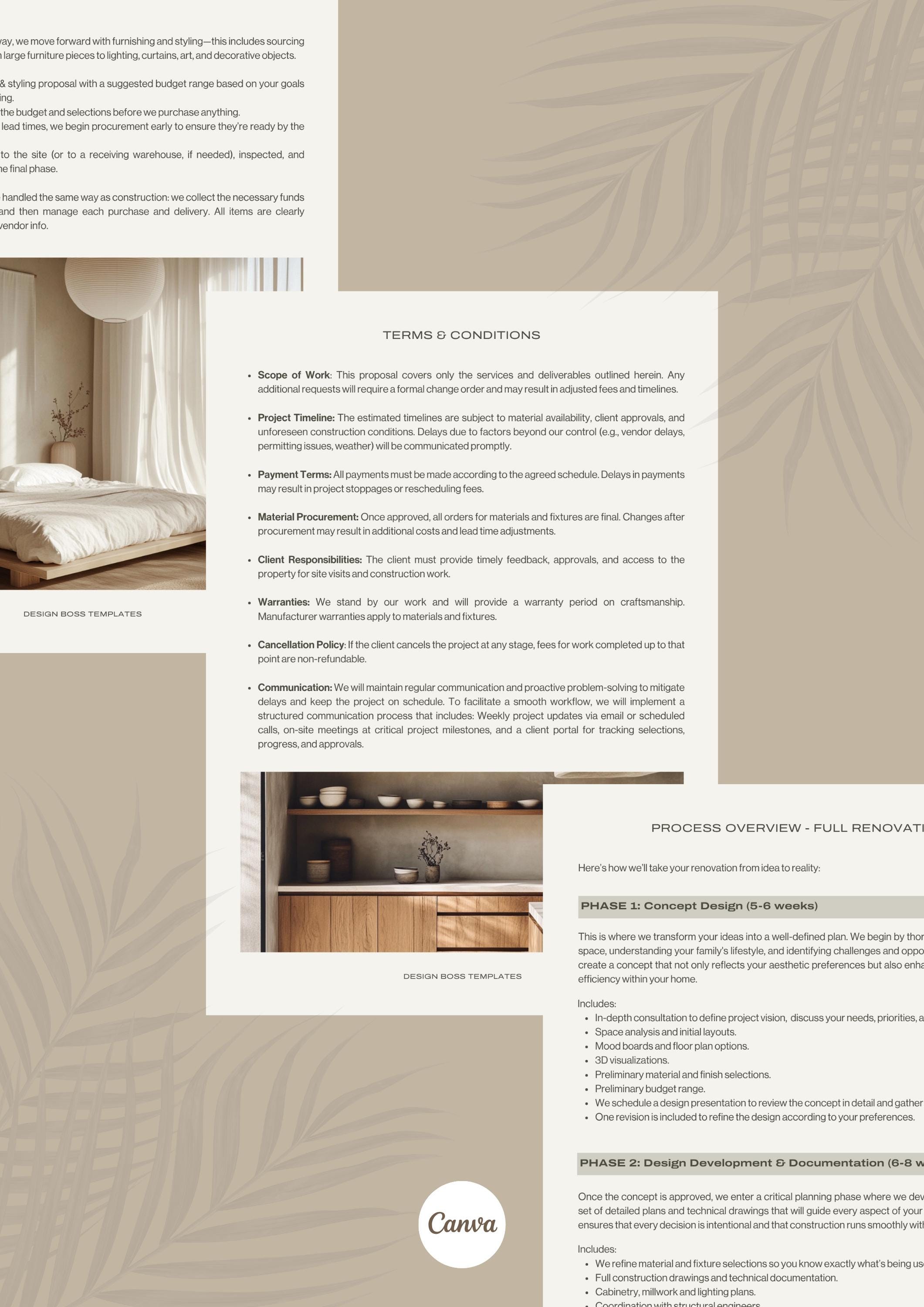 Interior Design Proposal Template | Editable Canva Proposal for ...