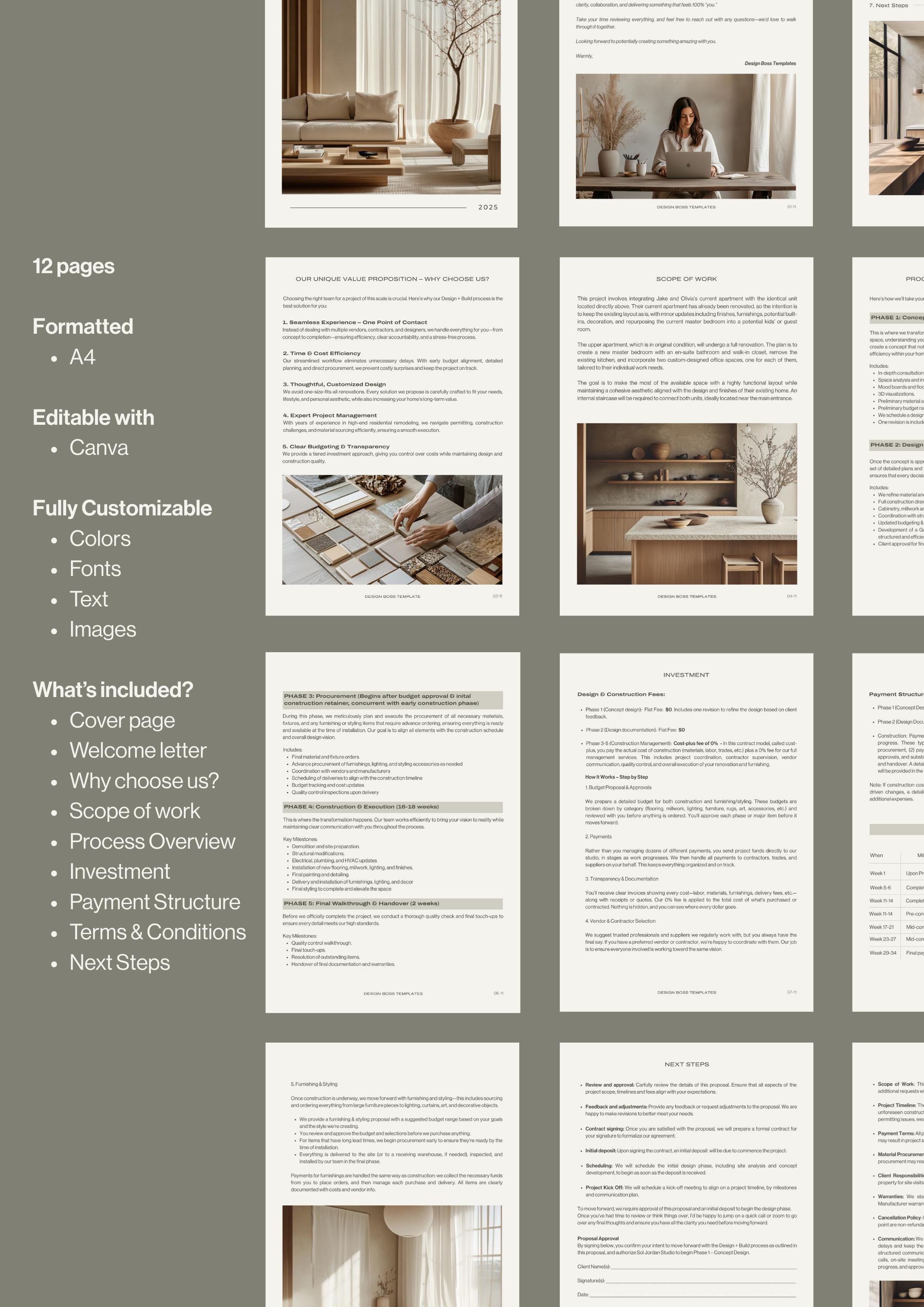 Interior Design Proposal Template | Editable Canva Proposal for ...