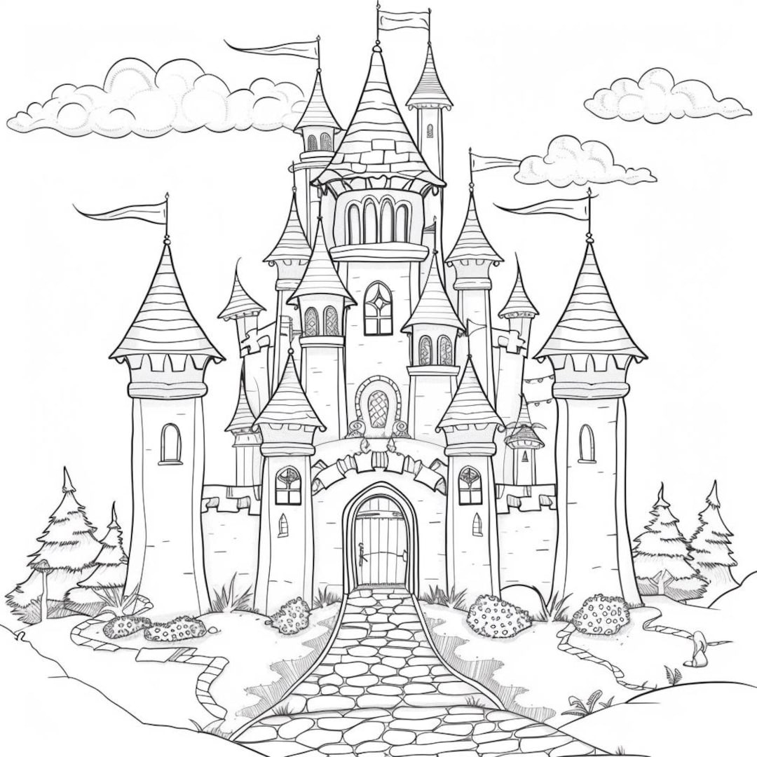Whimsical Castle Coloring Page|creative Mindfulness|relaxation & Stress ...