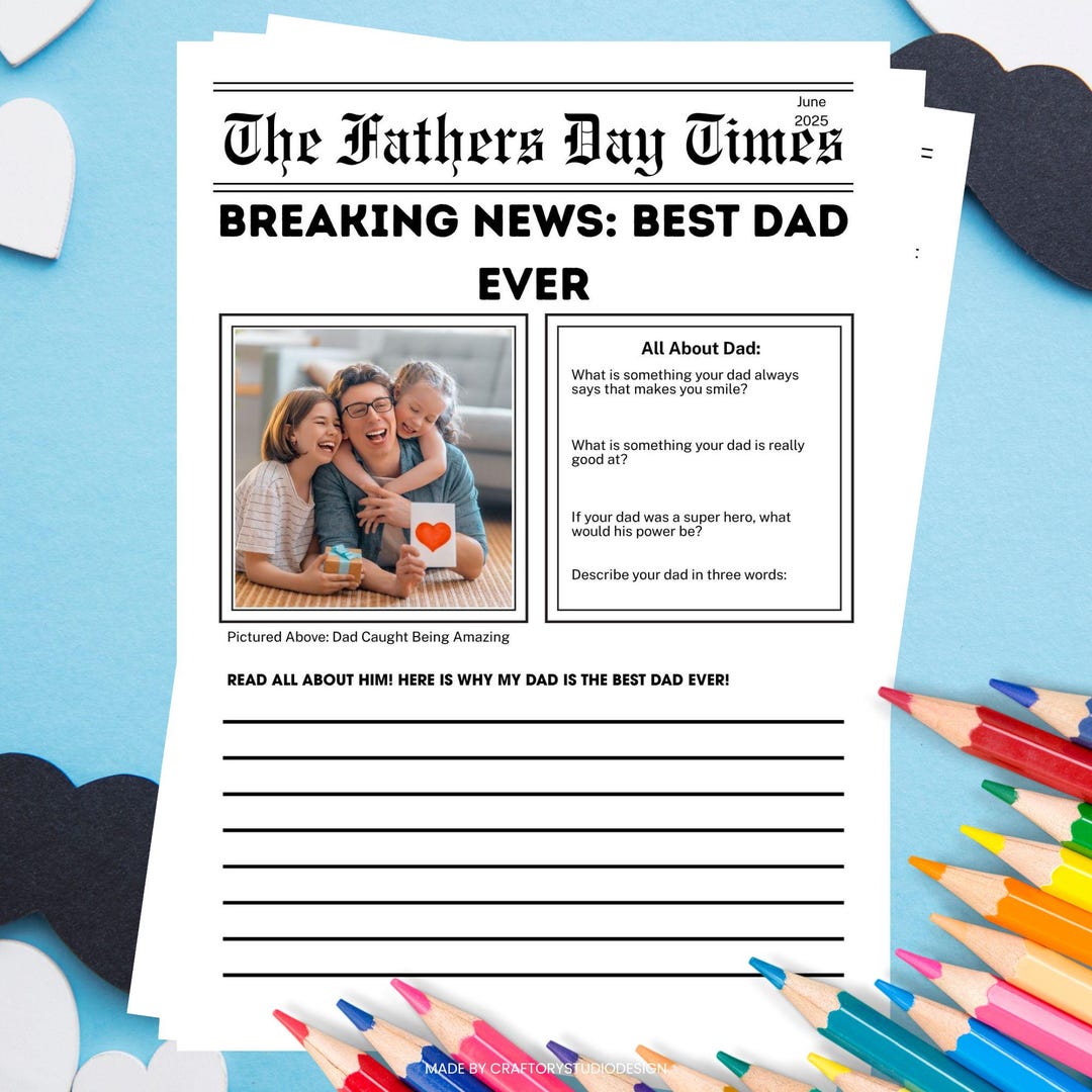 Editable Father’s Day Newspaper Template | Printable Kids Activity ...