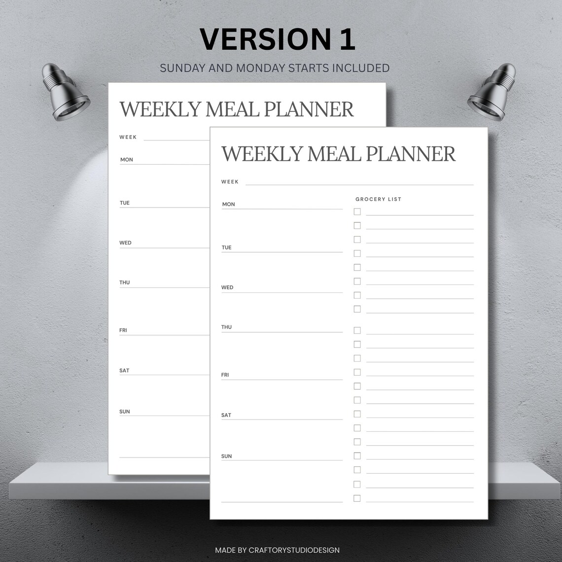 Weekly Meal Planner Printable: 7-day Menu With Grocery List (A4/US ...
