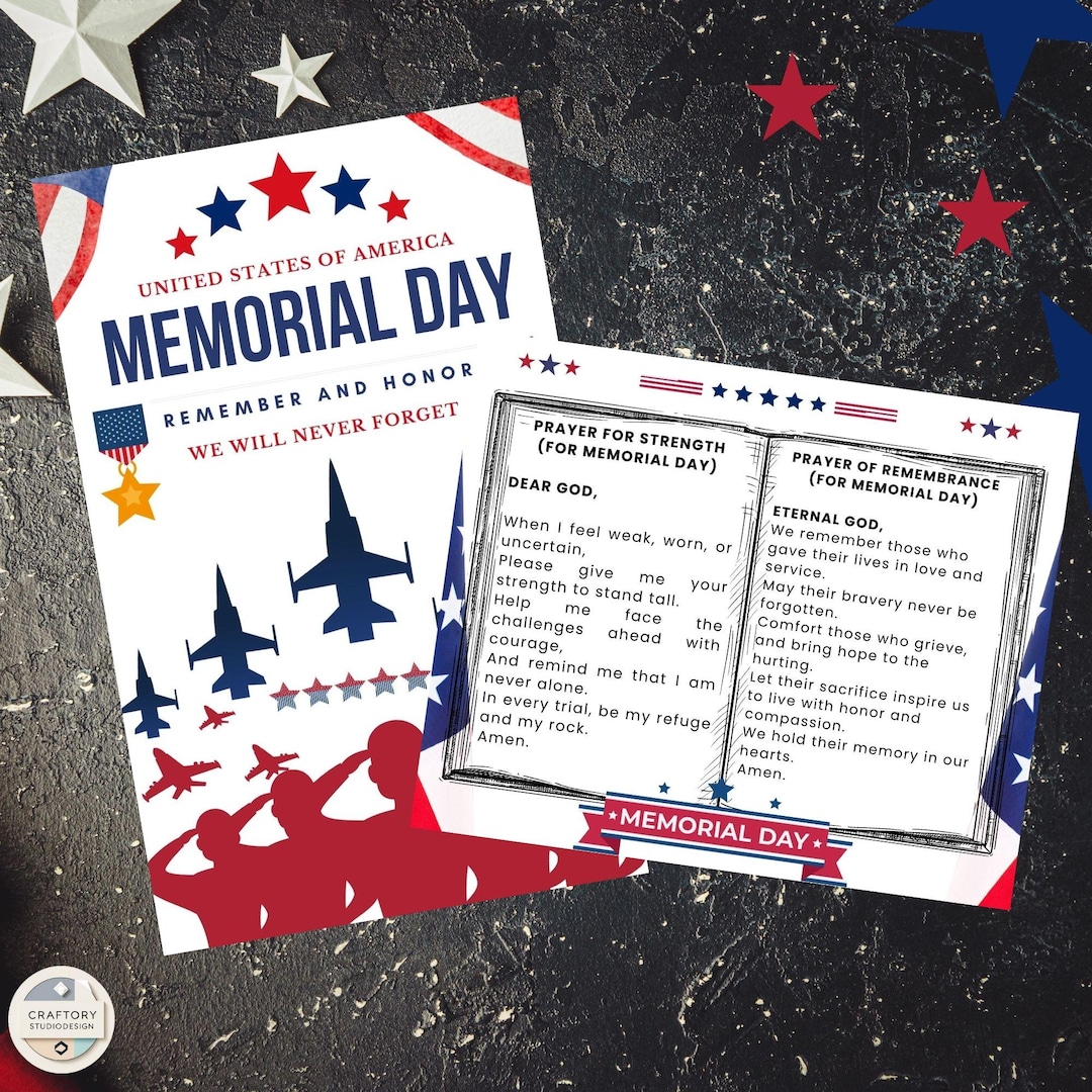 Memorial Day Card & Prayer Card, Memorial Day Prayer Card, Memorial Day ...