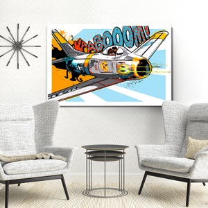 Airplane Art F-86 Sabre Jet Airplane Decor, Airplane Print, Vintage ...