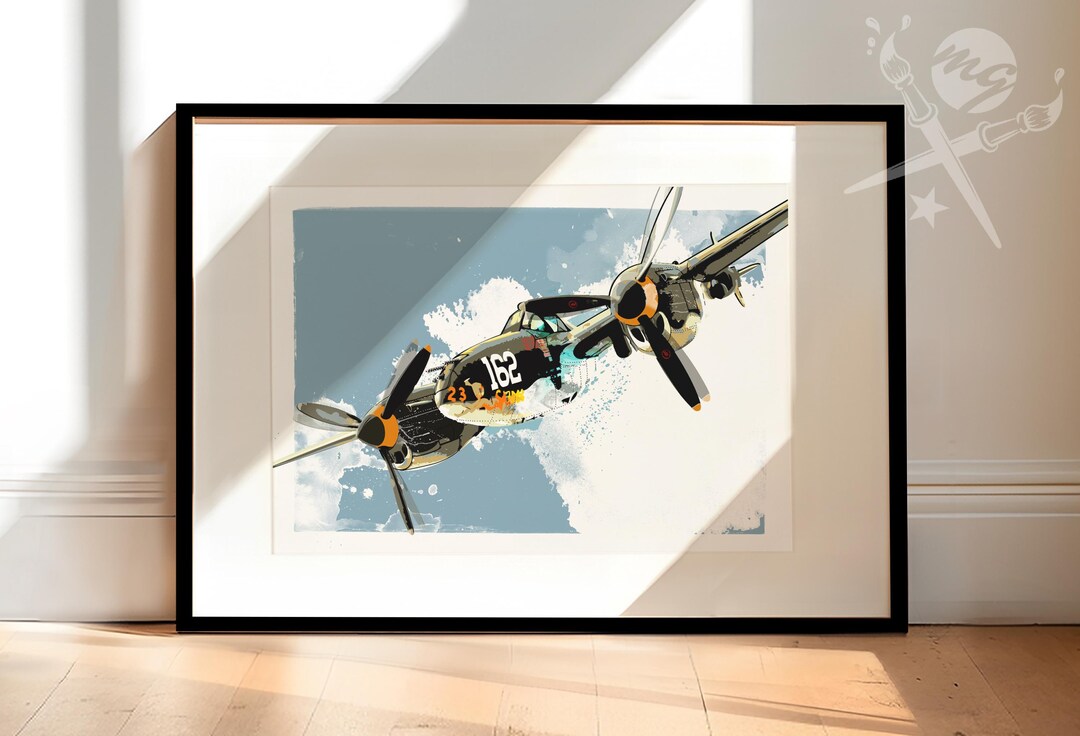 P-38 Lightning Art Print | WWII Airplane Decor - Great Gift for Pilots ...