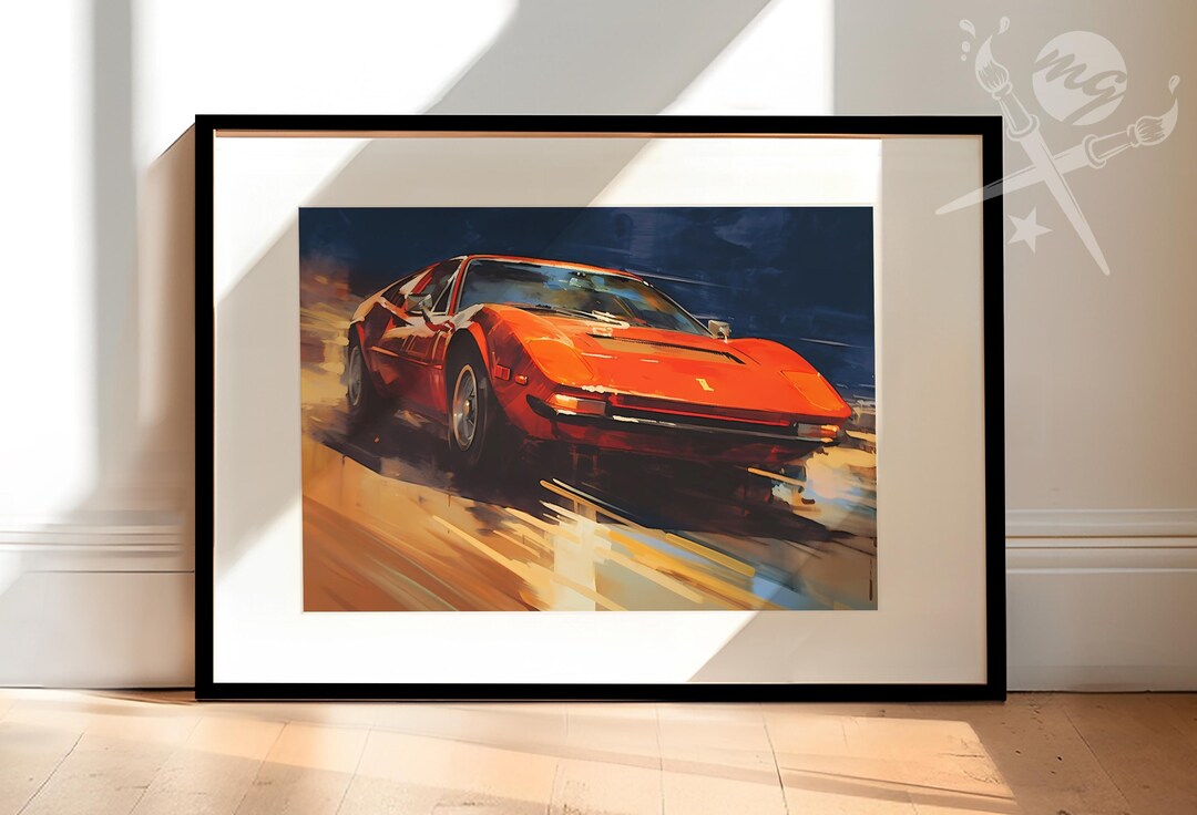 Red Ferrari 308 Fine Art Illustration | Vintage Ferrari Art | Gift for ...