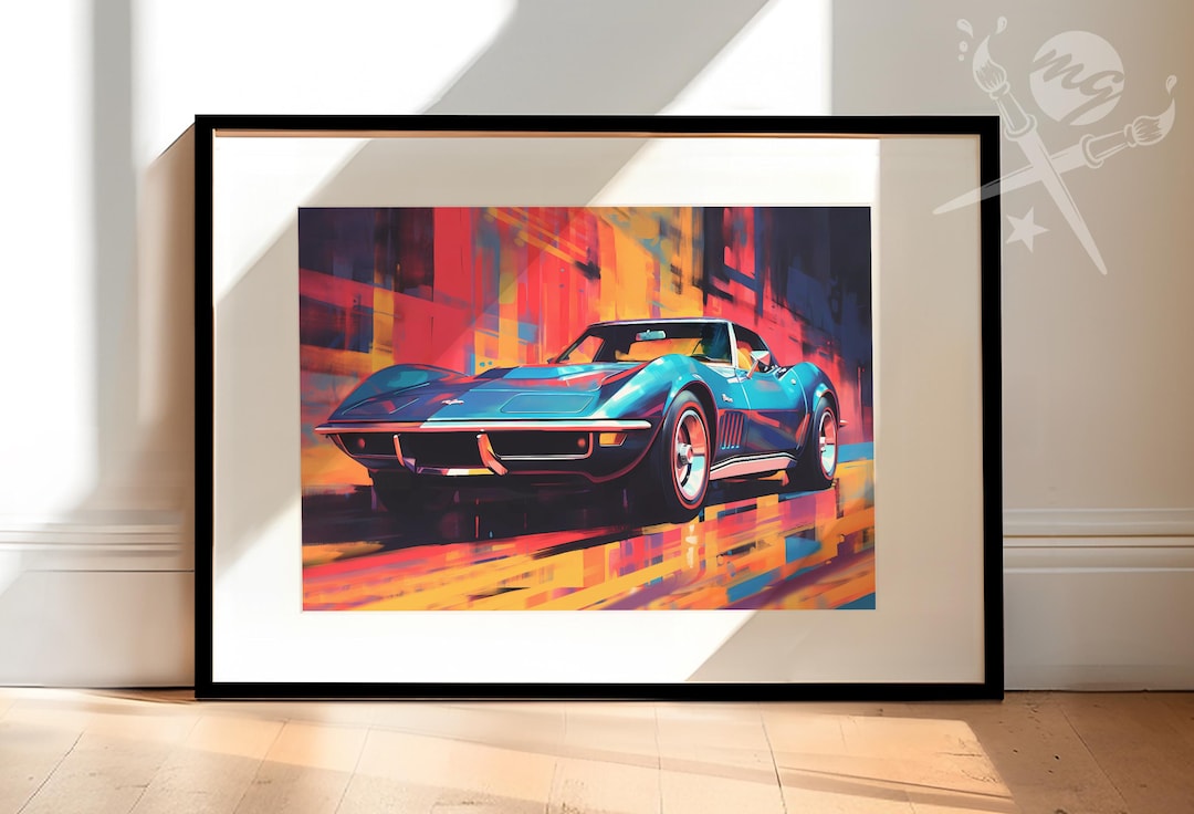 1970 Blue Corvette Stingray Art | Available as Art Print or Canvas Art ...