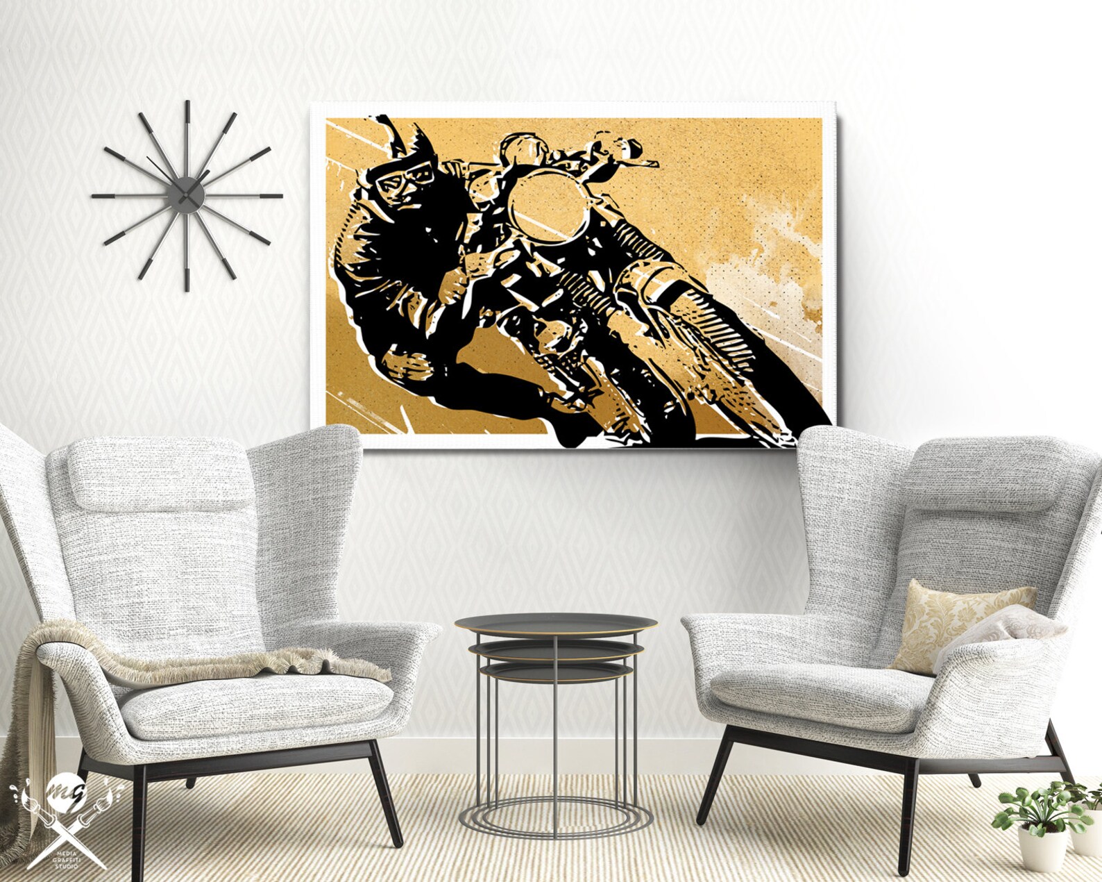 Motorcycle Art Print Cafe Racer Art Poster Size Motorcycle | Etsy