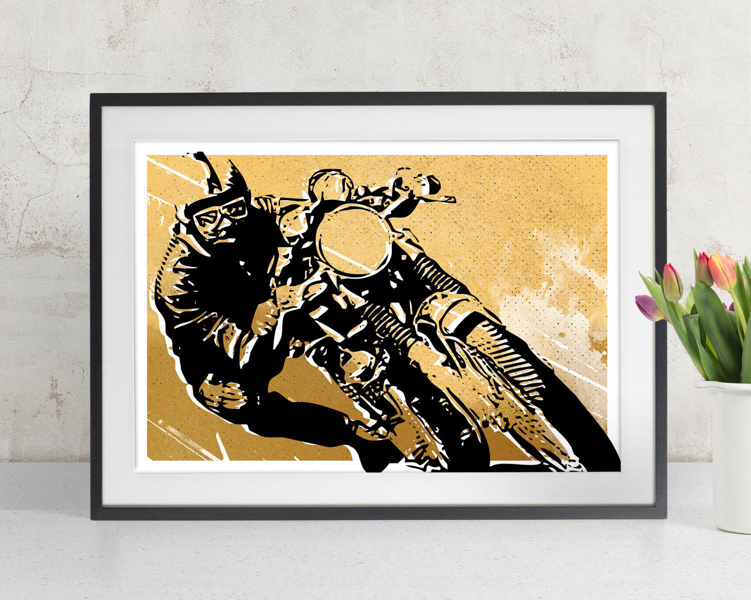 Motorcycle Art Print Cafe Racer Art Poster Size Motorcycle | Etsy