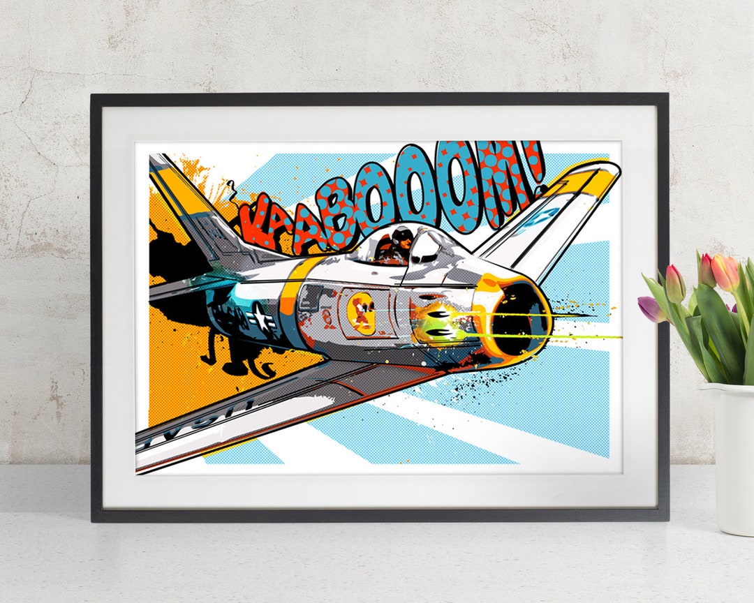 Airplane Art F-86 Sabre Jet Airplane Decor, Airplane Print, Vintage ...
