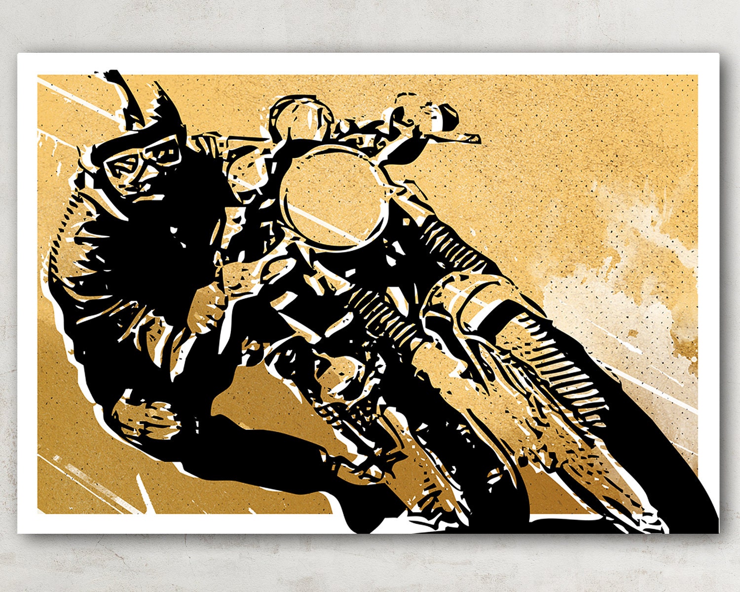 Motorcycle Art Print Cafe Racer Art Poster Size Motorcycle | Etsy