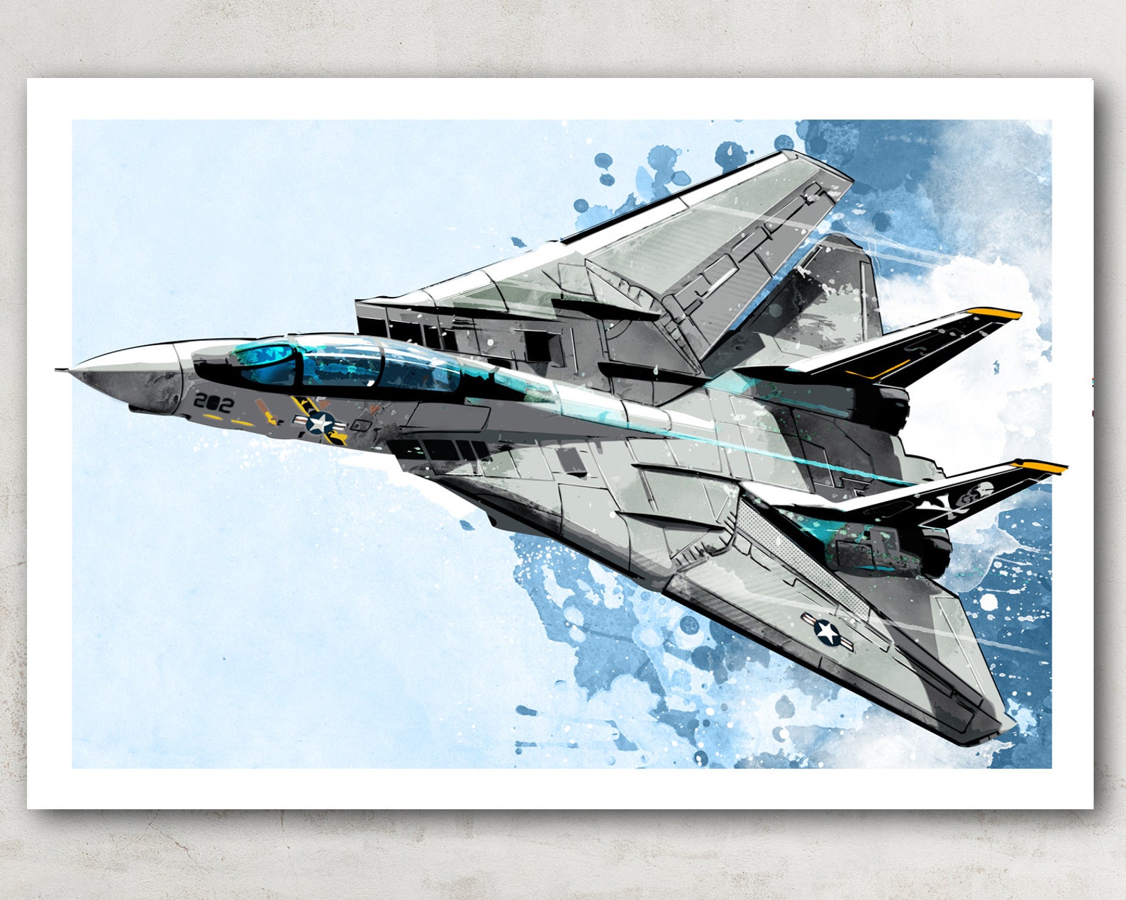 F-14 Tomcat Airplane Art Military Gift Top Gun Airplane - Etsy