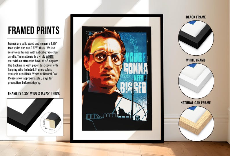 Jaws Movie Quote Art Print – You’re Gonna Need a Bigger Boat Poster ...