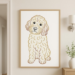 Cockapoo Outline Art - Colour Pet Portrait for Dog Lovers - Etsy UK